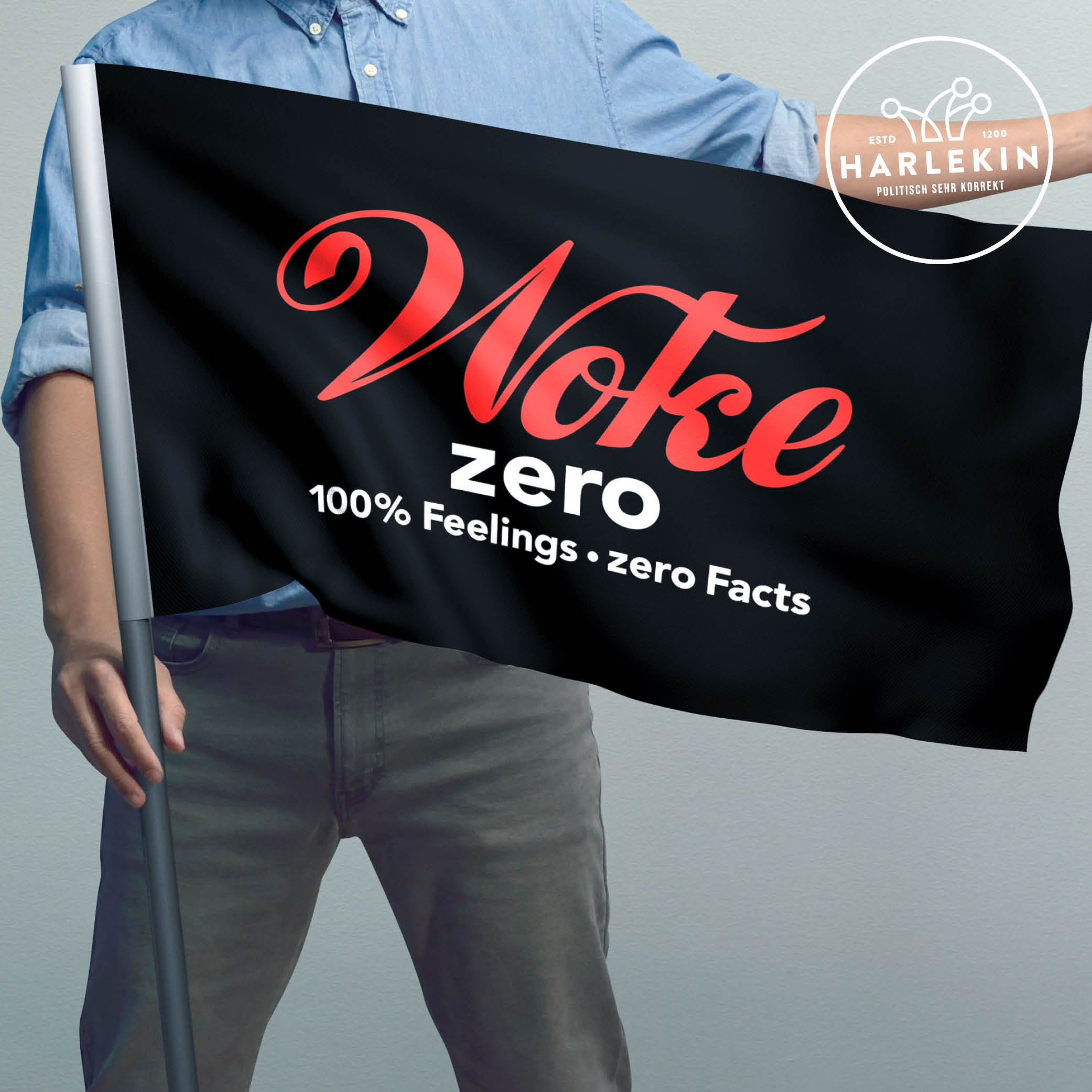 FLAGGE / SCHWENKFAHNE • WOKE ZERO - SCHWARZ – HARLEKINSHOP