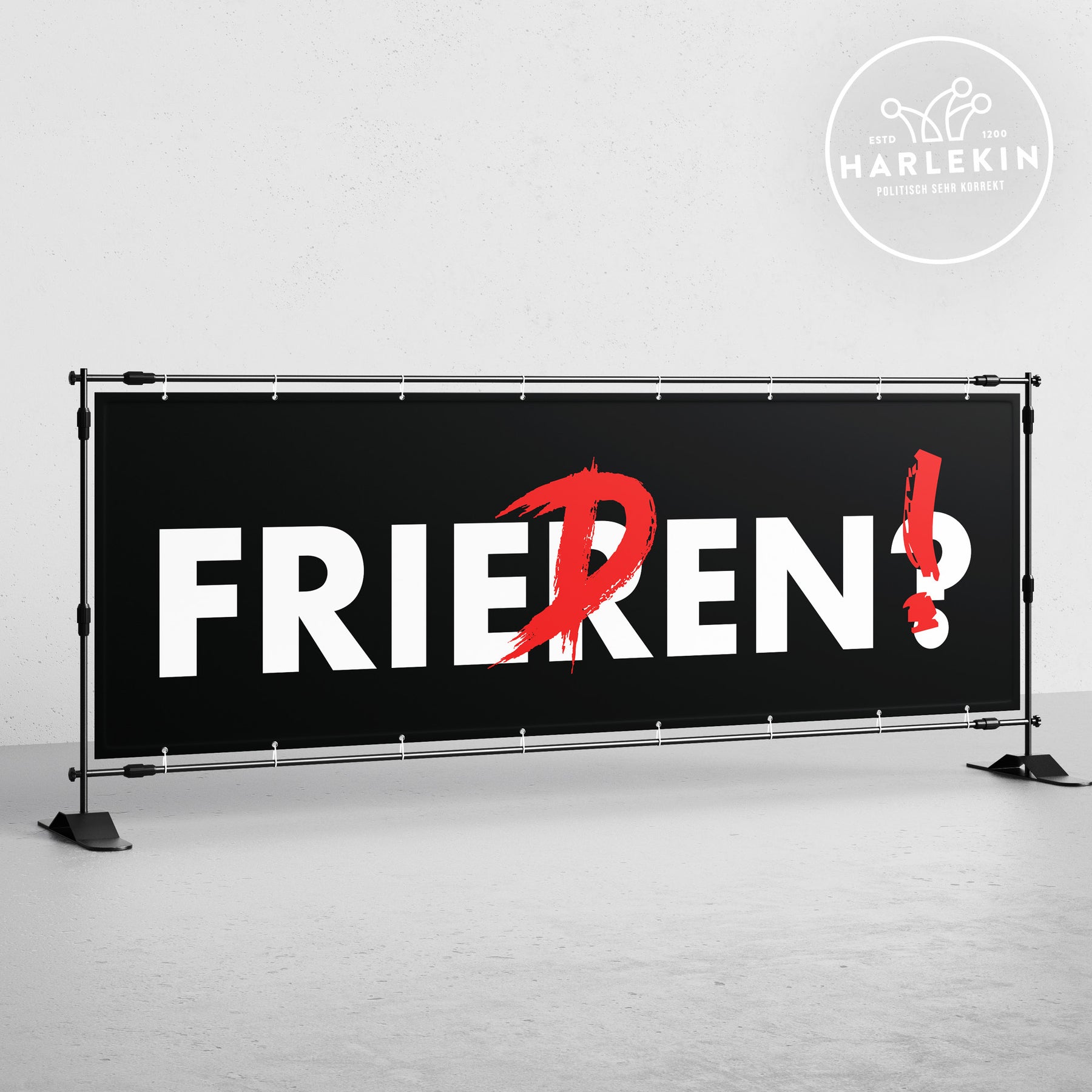 BANNER / PVC-PLANE extralang 3m x 1m • FRIEREN? FRIEDEN! – HARLEKINSHOP